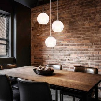 Globo Lighting Pendelleuchte H&auml;ngelampe Esszimmerleuchte E27 Kristalle opal verchromt Glaskugel