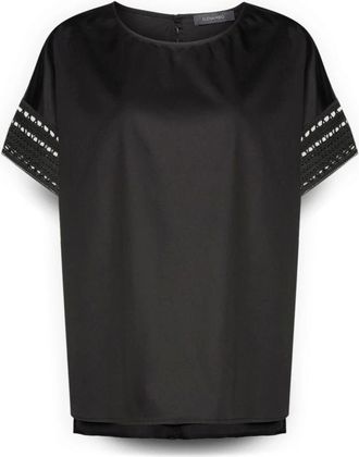Elena Miro Femme, Blouses et Chemises, Noir, Taille: 46 FR Blouse &agrave; Garniture en Dentelle