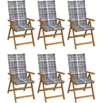 vidaXL Vidaxl - Klappbare Gartenst&uuml;hle 6 Stk. mit Auflagen Massivholz Akazie