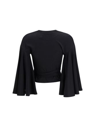 Jacquemus Womens Paysan Wrap Top Black Cotton Shirt