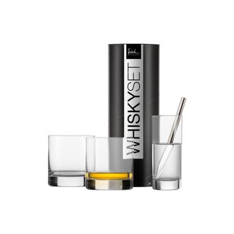 Eisch Eisch Whisky Set Gentleman Platin 4-tlg, Pipette, 2 Whiskygl&auml;ser, Wasserglas, Glas, Platin, 86590008