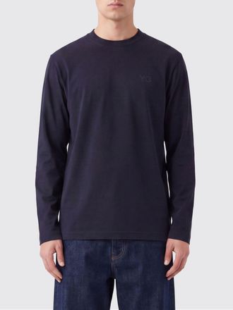 Yohji Yamamoto T-shirt &agrave; manches longues et col rond en coton avec logo ton sur ton
