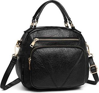Miss Lulu Sac à Main Pour les Femmes Sac à Main Pour Les Femmes Chapeau Melon Style Sac Dépaule Poignée Top (Noir)