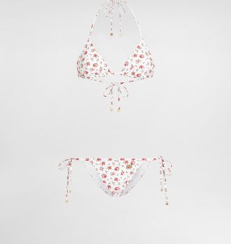 Dolce & Gabbana Small Rose-print Triangle Bikini - Frau Bademode Multicolor 4