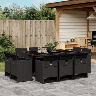 vidaXL Vidaxl - Ensemble &agrave; manger de jardin 11 pcs coussins noir r&eacute;sine tress&eacute;e