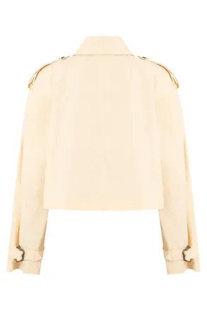Burberry Womens Cropped Cotton Jacket Ceramic White