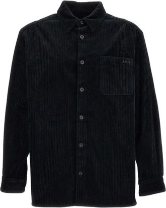 A.P.C. A.p.c., Homme, Chemises, Noir, Taille: L Surchemise en velours c&ocirc;tel&eacute;