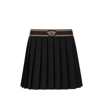 Versace Pleated Wool-mohair Mini Skirt