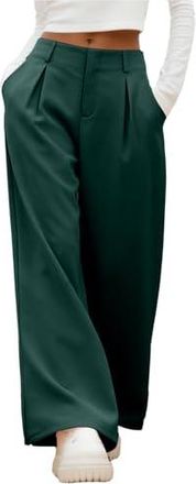 Generic Pantalon de costume large pour femme - L&eacute;ger - Taille haute - Pantalon d&eacute;contract&eacute; - Jambes larges - Extensible - Avec poches - Pour le bureau, les lo