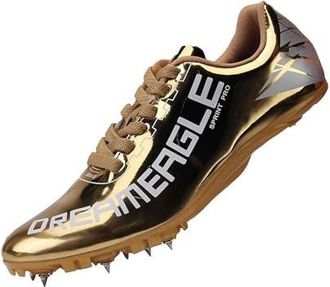 Generic Chaussures dathl&eacute;tisme unisexes - Pour homme et femme - Chaussures de sport antid&eacute;rapantes et respirantes - Avec crampons et sprint - Taille 35-45, or