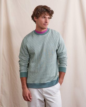Faguo Sweat col rond &eacute;cru et vert clair
