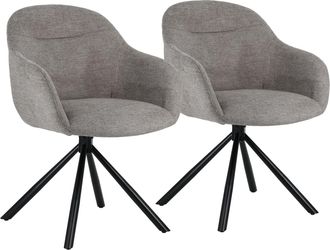 Happy Garden Satz von 2 grauen Stoffstühlen SAFFI