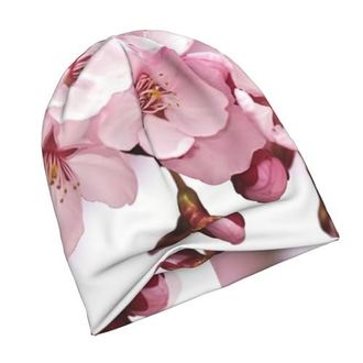 Generic Bonnets Fleurs De Cerisier Bonnet Tricoté Coupe-Vent Extensible Bonnet Thermo pour Randonnée Course À Pied Ski