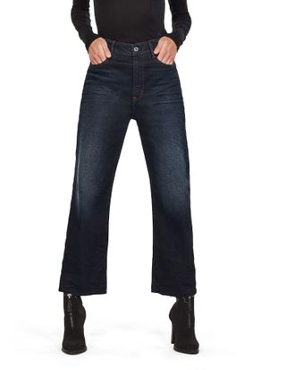 G-Star RAW Damen Tedie Ultra High Straight Ripped Edge Ankle Jeans, Blau (Worn in Xenon Blue D17177-C052-B847), 26W / 32L