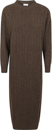 PESERICO Langes Kleid aus Wolle- Seide und Kaschmir - - Dresses - Damen - Braun - S