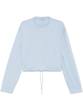 Prada T-Shirt mit Kordelzug-Saum - Blau