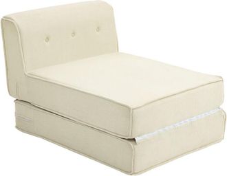 HOMCOM Bodensofa 2-in-1 Klappbar Schlafsofa mit Kordoptik, Gepolstert Sofabett bis 240 kg belastbar f&uuml;r Wohnzimmer, Schlafzimmer, Cremewei&szlig; - Homcom