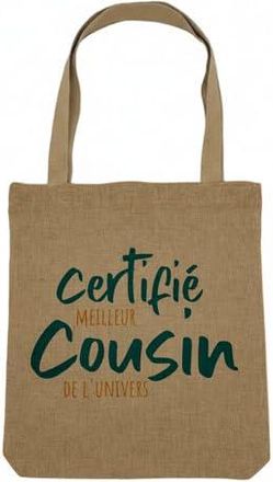 Fabulous Sac Shopping Tote Bag Aspect Lin - Certifi&eacute; meilleur Cousin de lunivers Famille - Sac de Courses Toile Epaisse 360g Beige Naturel Cabas Port&eacute; Epaule S
