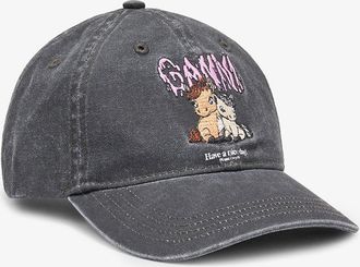 Ganni Graue Kappe aus gewaschenem Baumwollcanvas gemischt