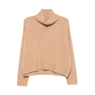 Soft Goat Roll Neck Pullover - - Knitwear - Damen - Beige - S