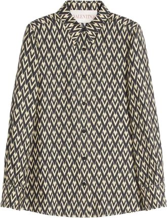 Valentino Garavani chemise Toute La V en serg&eacute; - Noir