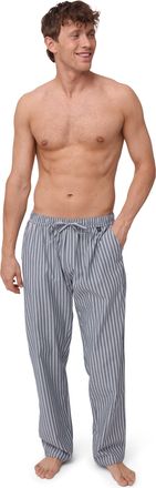 Danish Endurance Schlafanzughose Herren Lang, 100% Bio-Baumwoll Schlafanzug Lang, Pyjama Hose Herren mit verstellbaren Bund, Marineblau gestreift, XL