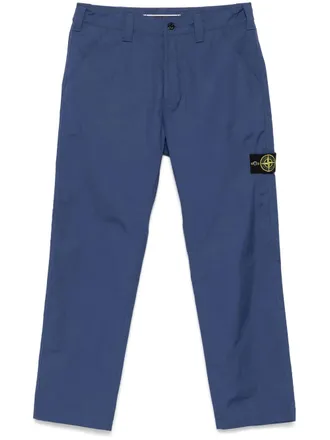 Stone Island pantalon cargo &agrave; patch Compass - Bleu