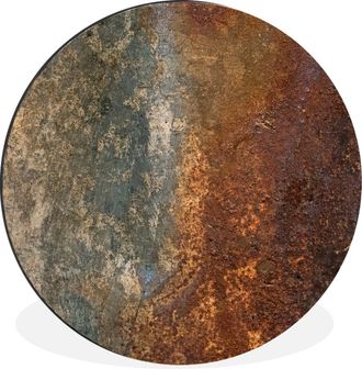 MuchoWow Wandbild Rund Wanddeko Deko Wohnzimmer Bilder 60x60 cm Stahl - Rost - Alt - Orange - Grau - Muster - Abstrakt