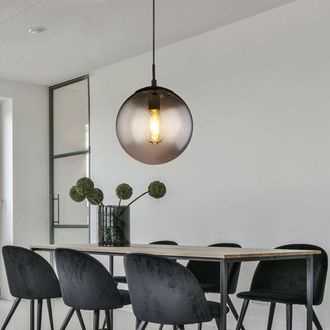 Globo Lighting Lampe pendule plafond boule filament fum&eacute;e salon &eacute;clairage lampe en verre dimmable dans un ensemble comprenant des ampoules led