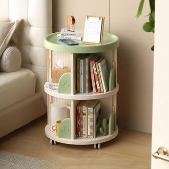 Generic B&uuml;cherregale, drehbares B&uuml;cherregal f&uuml;r Kinder, 360&deg; drehbares B&uuml;cherregal, kleines Eck-B&uuml;cherregal mit R&auml;dern, Aufbewahrungsregal aus PVC-Kunststoff,