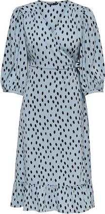 Only CMP ONLOLIVIA 3/4 Wrap MIDI Dress WVN Robe, Blue Fog, L Femme