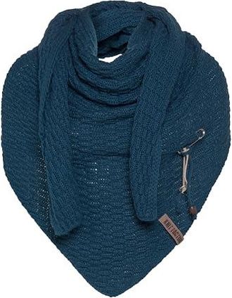 Knit Factory Jaida Châle Tricoté - Foulard Triangle - Foulard femme pour lautomne et lhiver - Écharpe Femme - Châle Femme - 100% Fabriqué en Europe - Petrol - 190x