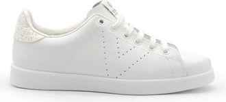 Victoria Femme, Chaussures, Blanc, Taille: 40 EU Baskets Blancs en Cuir Perfor&eacute; Talon Paillet&eacute;