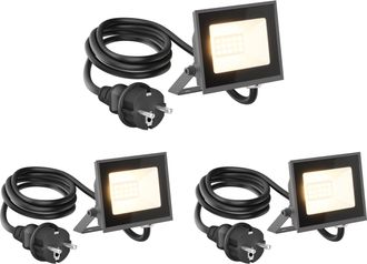 LEDs Com 3 St&uuml;ck LED Wandstrahler/Gartenstrahler OZIN, IP65, Stecker, anthrazit, 10 W, 811 lm, warmwei&szlig;