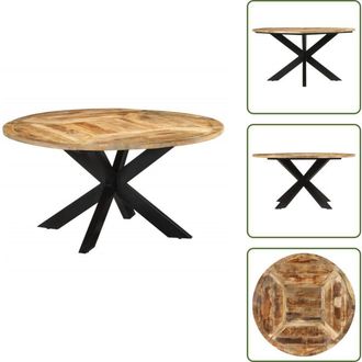 vidaXL The Living Store - Esstisch &Oslash;150x76 cm Massives Raues Mangoholz - Esstisch - Holztisch - Mangoholztisch - Wohnzimmertisch - Esszimmertisch
