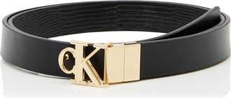 Calvin Klein Ceinture Femme Monogram Buckle 2,5 cm Cuir, Noir (Black), 95 cm