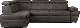 Konsimo Ratlo Ecksofa, Schlaffunktion, 4 /5 Sitzer, Bettkasten, Lederoptik, grau - Konsimo