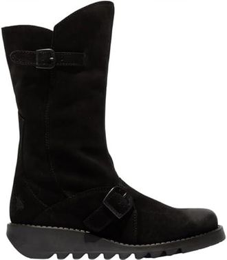 FLY London Bottes Mes 2 Buckle pour femme, Daim noir huil&eacute;, 37 EU