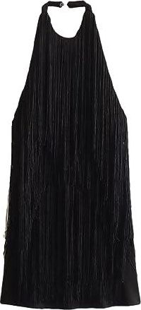 Generic Mini robe bleue &agrave; pompons pour femme &eacute;l&eacute;gante dos nu robe dos nu, Noir, S