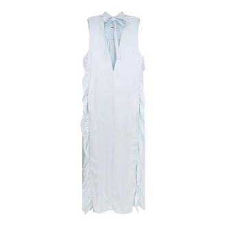 Jil Sander Viskosekleid mit R&uuml;schen - - Dresses - Damen - Blau - M
