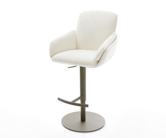 DELIFE Barstuhl Luan-Flex Boucl&eacute; Soft Beige Drehfu&szlig; h&ouml;henverstellbar Metall Titanfarben, Barst&uuml;hle