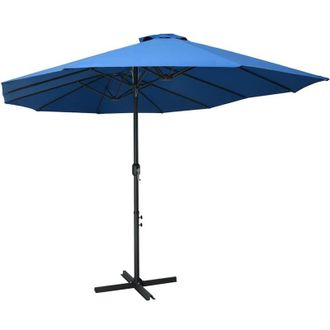 vidaXL Vidaxl - Parasol dext&eacute;rieur et poteau en aluminium 460x270 cm Bleu
