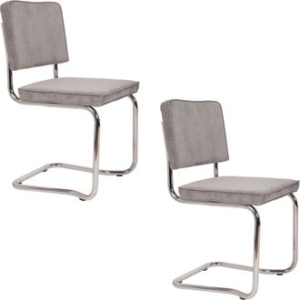 Zuiver Ridge Rib Kink Stuhl Hellgrau - 2er Set