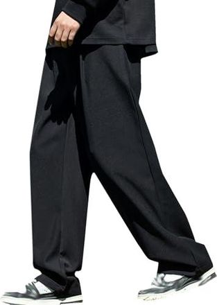 Generic Rrongwn Pantalon de costume long et confortable pour homme - Taille &eacute;lastique - Pantalon capri - Coupe ajust&eacute;e - Pantalon pliss&eacute; - Pantalon daffaires 