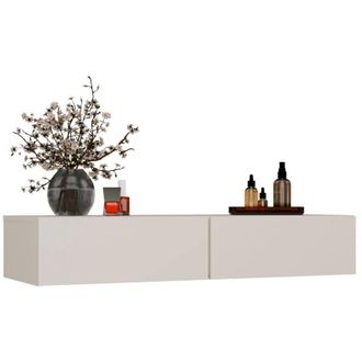 Topeshop MIKA - Coiffeuse murale 110 cm 2 tiroirs - Beige cachemire (chambre)