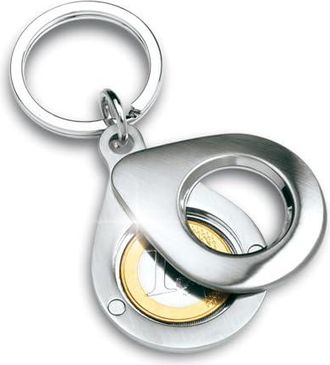 Generico Porte-clés Jumbo en métal massif finement satiné à la main. Convient pour contenir un jeton de courses, ou alternativement des pièces de 1 euro ou 2 e
