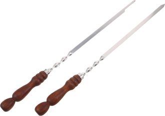 Garneck 2st&uuml;cke Edelstahl-grillspie&szlig;e Mit Holzgriff Flach Breit F&uuml;r Schaschlik Fleisch Gem&uuml;se Wiederverwendbar Camping-grillzubeh&ouml;r F&uuml;r Picknicks Und Grillabe