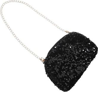 Hemobllo Pochette de Soir&eacute;e Scintillante &agrave; Paillettes Noire 244 X 17 X 48 CM Cha&icirc;ne Argent&eacute;e Amovible Petit Paquet Bandouli&egrave;re L&eacute;ger et Compact pour Mariage F&ecirc;