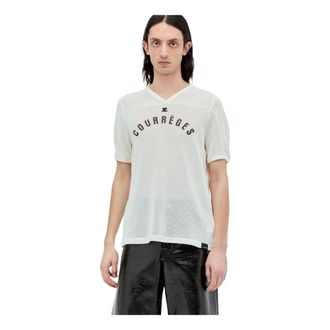 Courr&egrave;ges Homme, Tops, Beige, Taille: L T-shirt en maille imprim&eacute; baseball