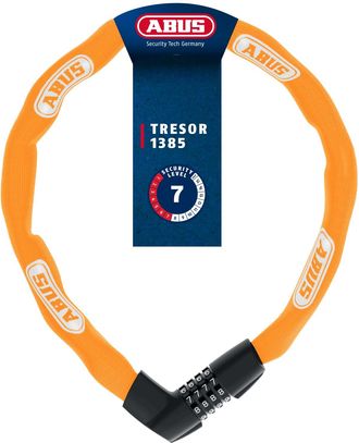 ABUS Kettenschloss Tresor 1385 - Zahlenschloss aus geh&auml;rtetem Stahl - 7 mm starke Vierkantkette - ABUS-Sicherheitslevel 7 - 110 cm - Orange